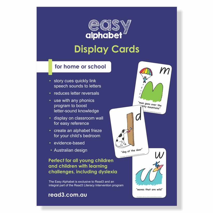 Embedded Picture Mnemonic Easy Alphabet Display Cards – Read3 Literacy