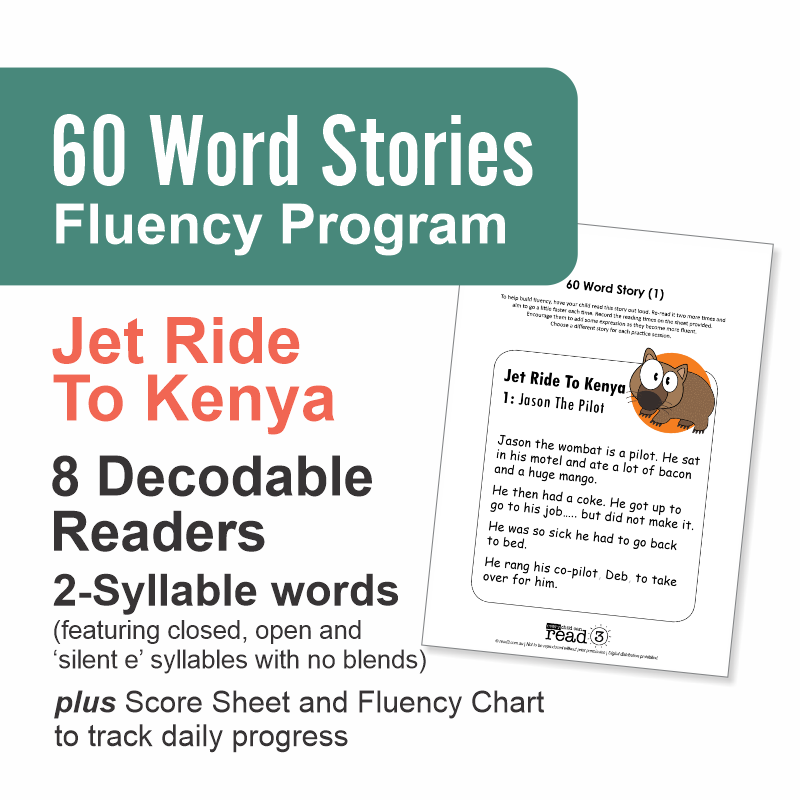 Decodable readers 2 syllable words | 60 Word Stories Fluency | Read3