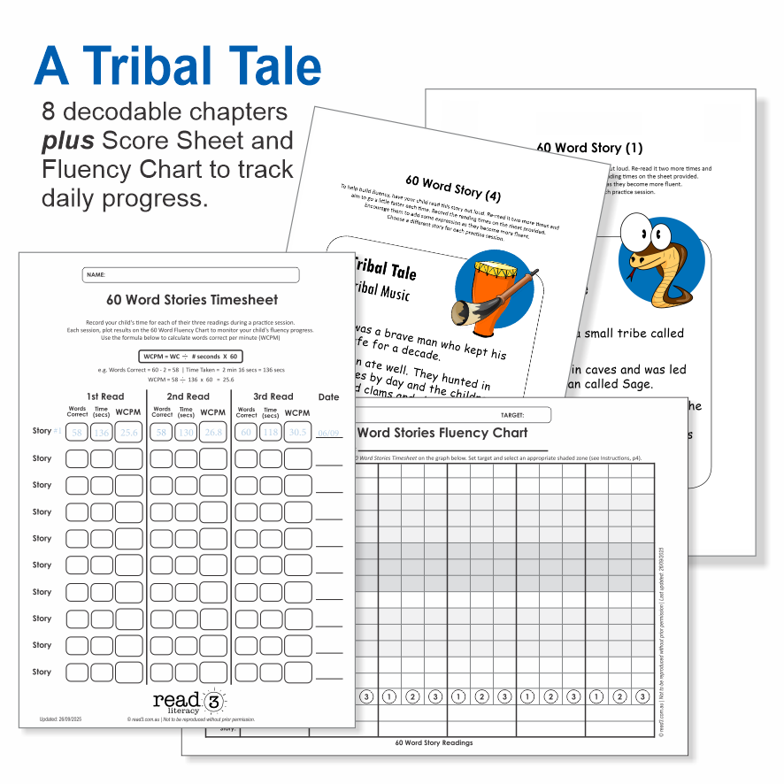 60 Word Stories | 3.2 | CCVCe + 2 Syllable Words | A Tribal Tale ...